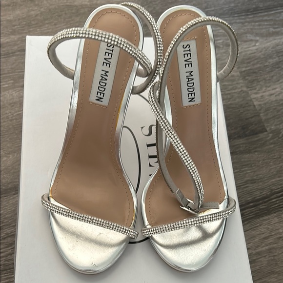 Steve Madden | Shoes | Steve Madden Silver Strappy Heels | Poshmark